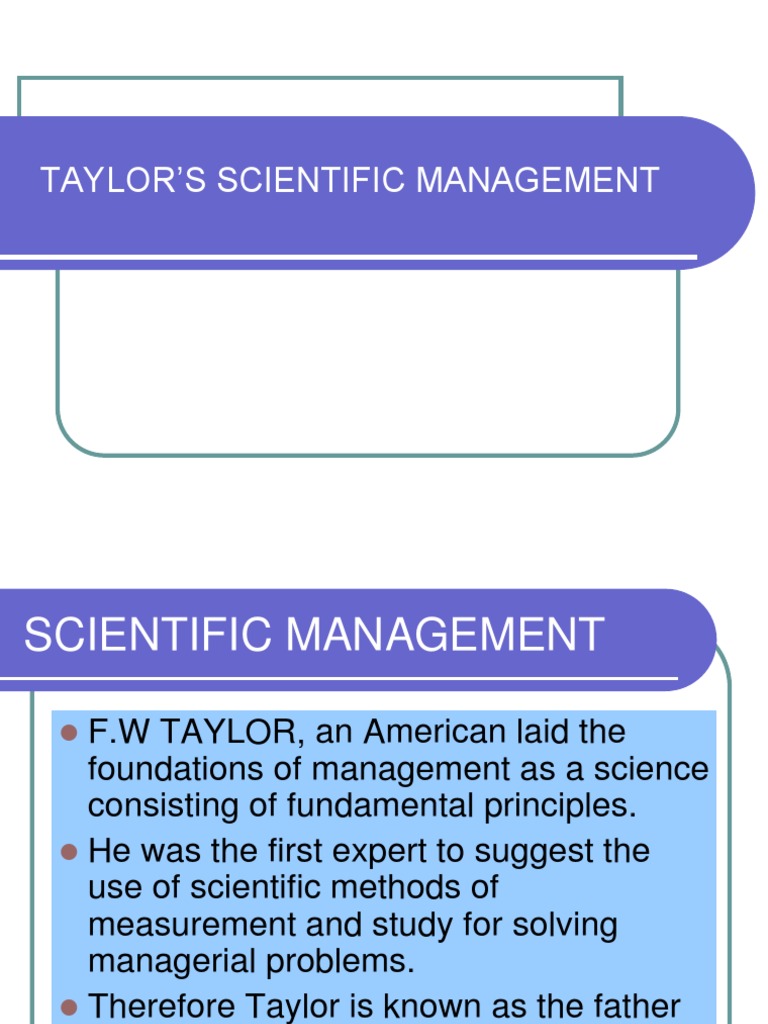Taylor's scientific management theory | Science | Business