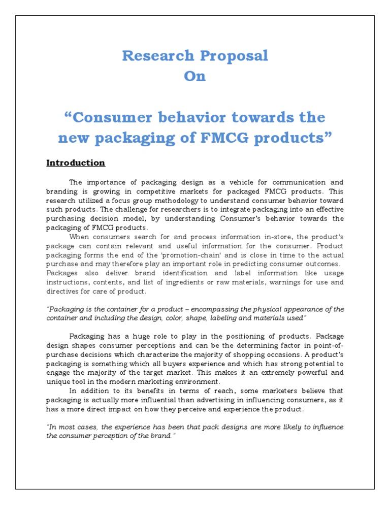 Consumer Behavior Towards Pakaging of FMCG Products | PDF | Consumer ...
