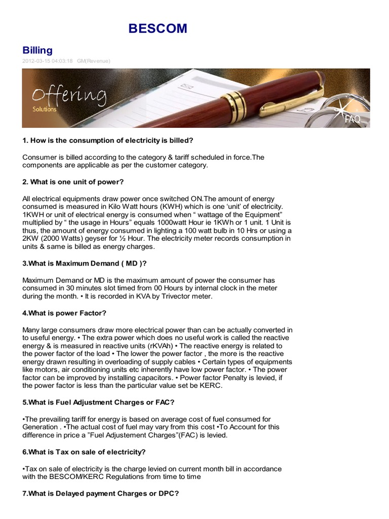 BESCOM | PDF | Kilowatt Hour | Taxes