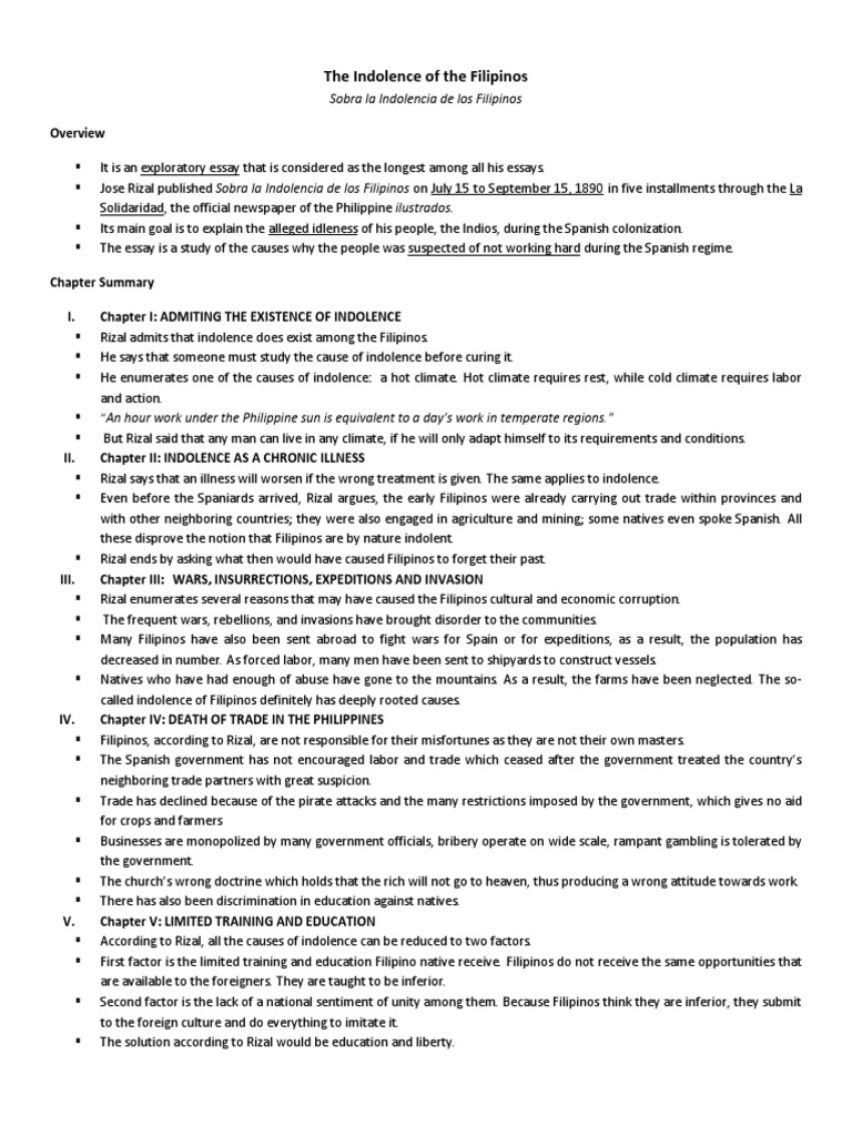 Causes of Filipino Indolence Explained | PDF | History