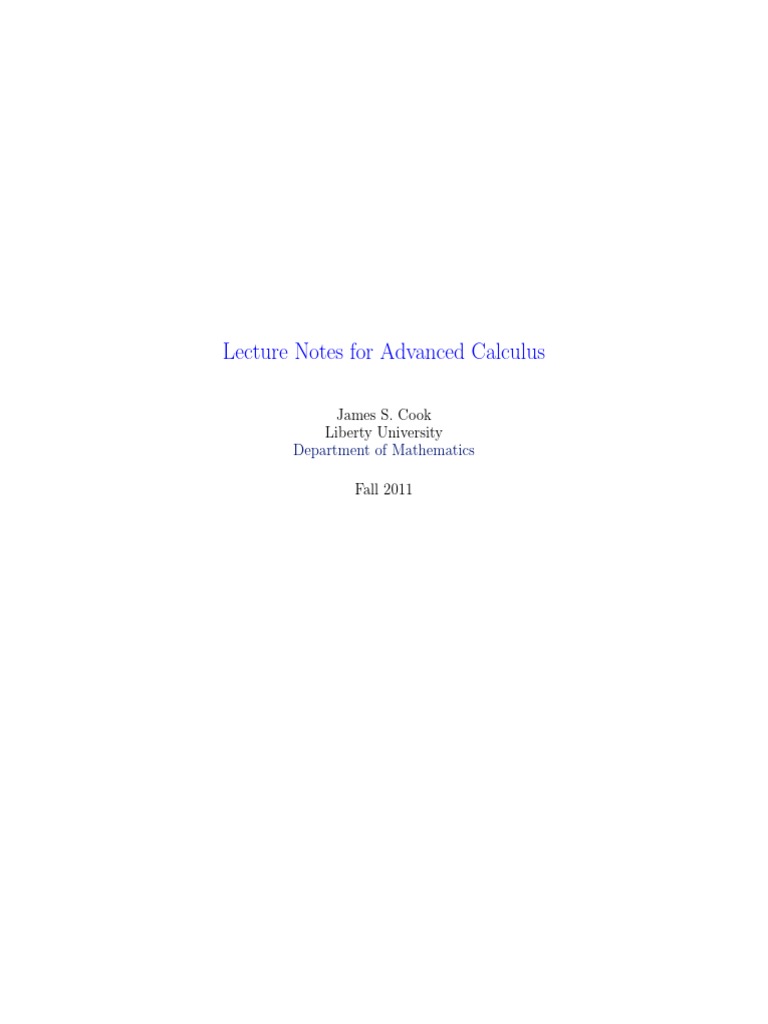 Advanced Calculus Notes | PDF | Real Number | Vector Space