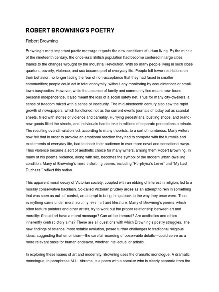 Robert Browning's Poetry | PDF | Monologue | Morality