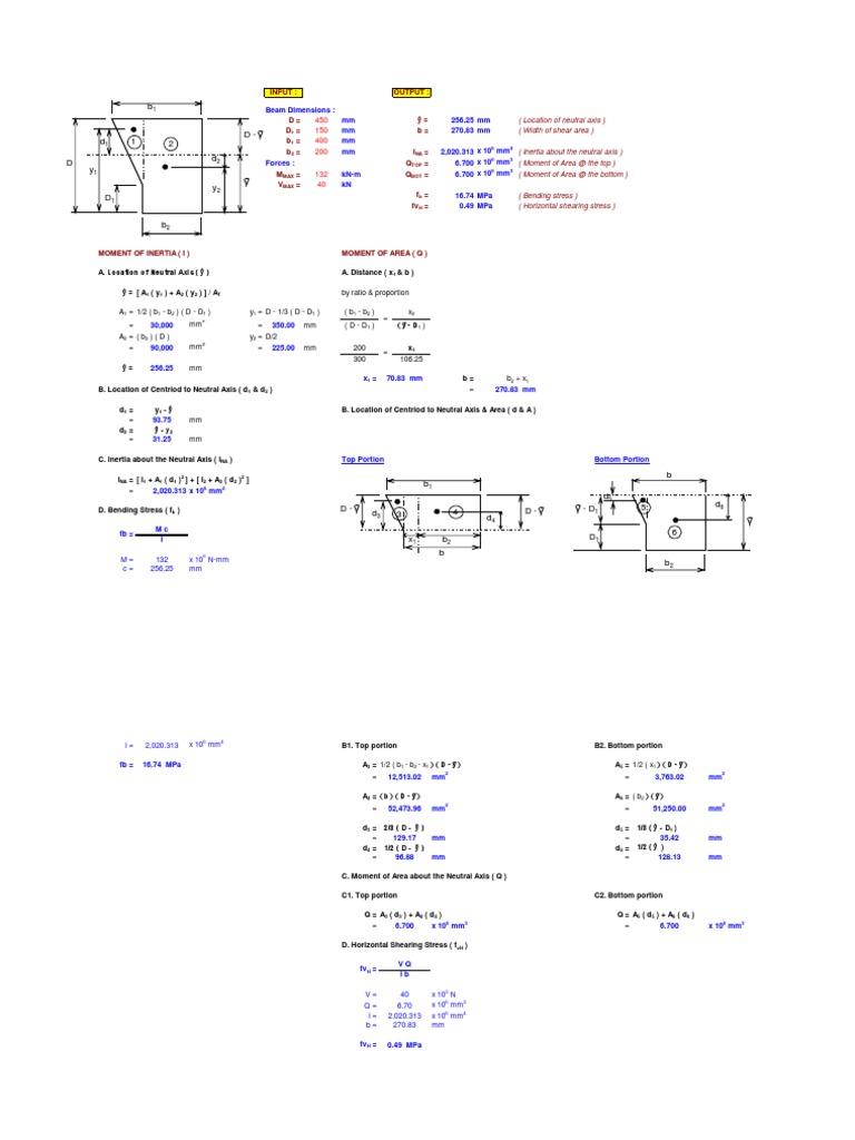 Section Properties Calculation | PDF | Bending | Materials Science