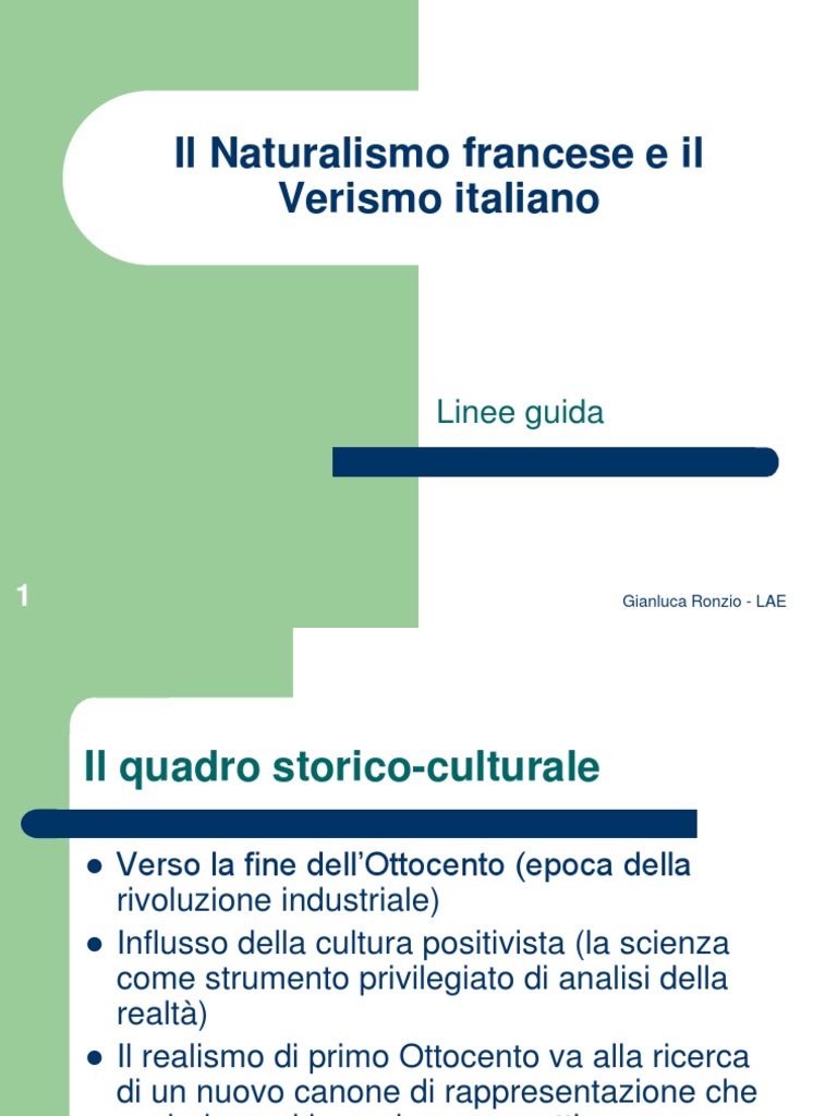 Il Naturalismo Francese e Il Verismo Italiano (1)