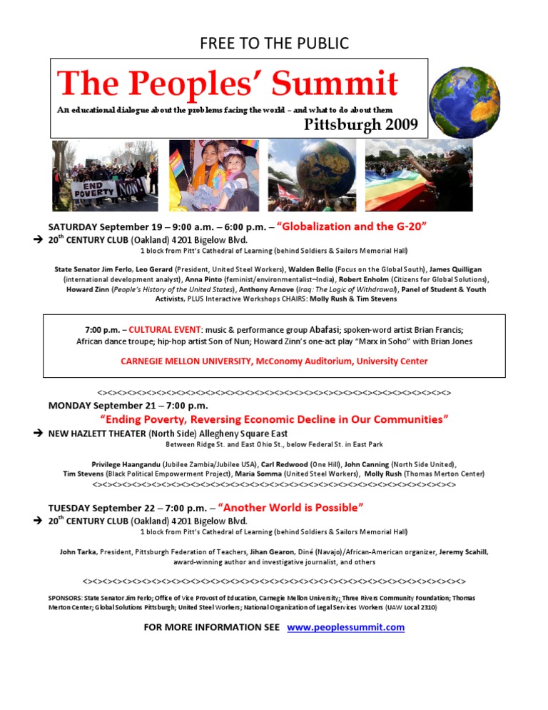 Peoples' Summit Poster | PDF | Pittsburgh