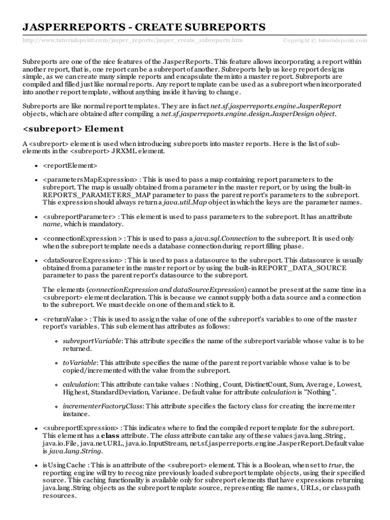 Jasper Create Subreports | PDF | Java (Programming Language ...