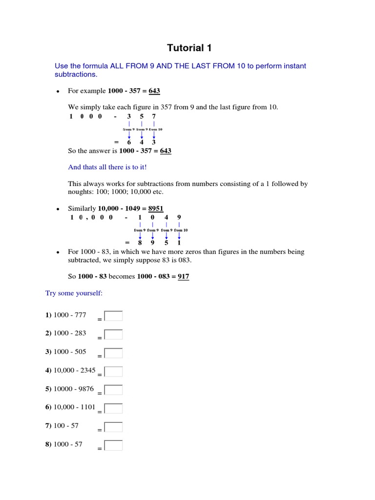 Vedic Maths Tutorial | PDF | Multiplication | Numbers