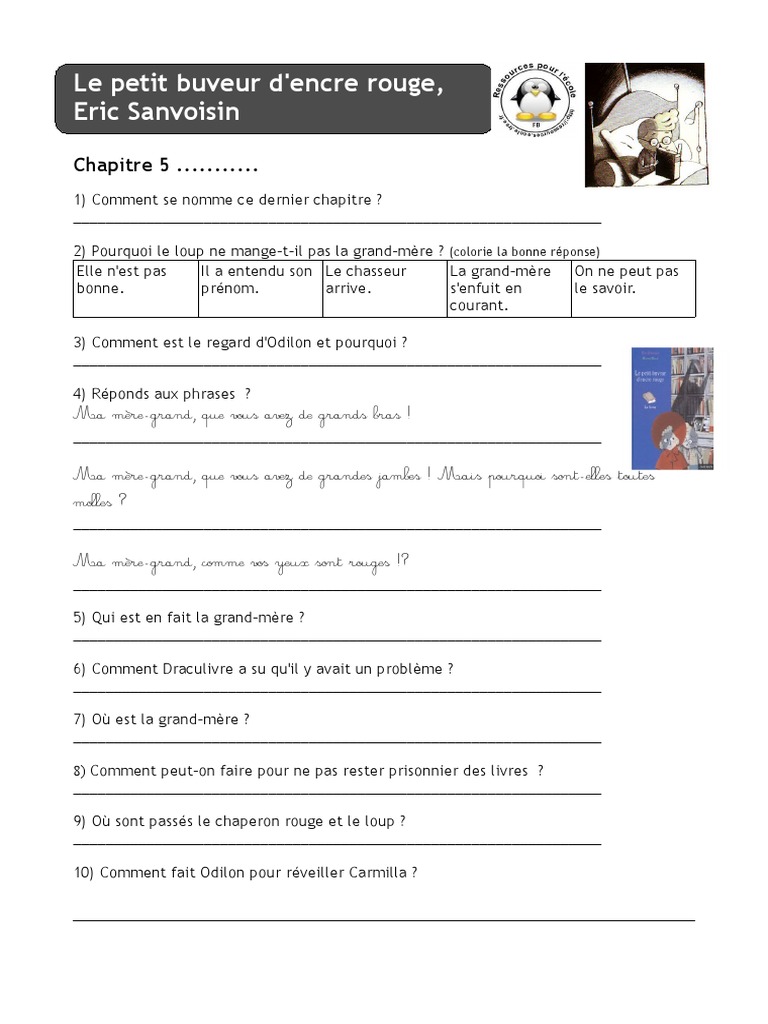 Questionnaire sur "Le Petit Buveur d'Encre" | PDF | Fiction générale