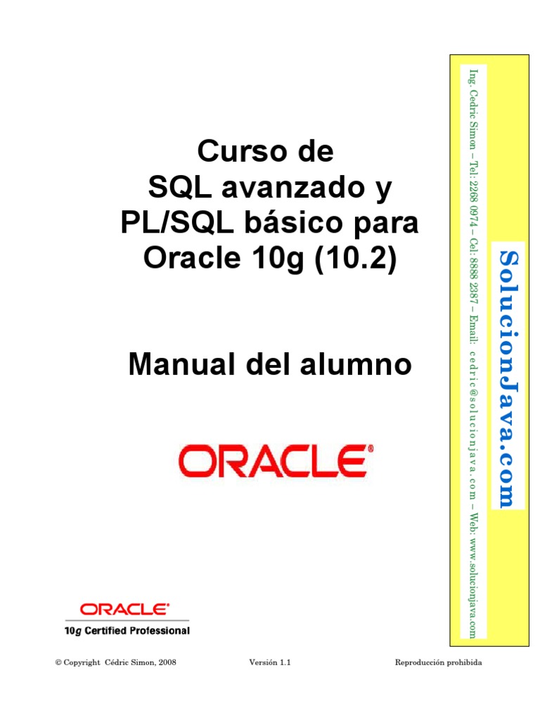 Curso de Oracle PL-SQL | Descargar gratis PDF | SQL | Tabla (base de datos)