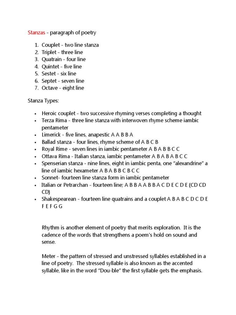 A Comprehensive Guide to Poetic Forms: An Exploration of Stanza Types ...