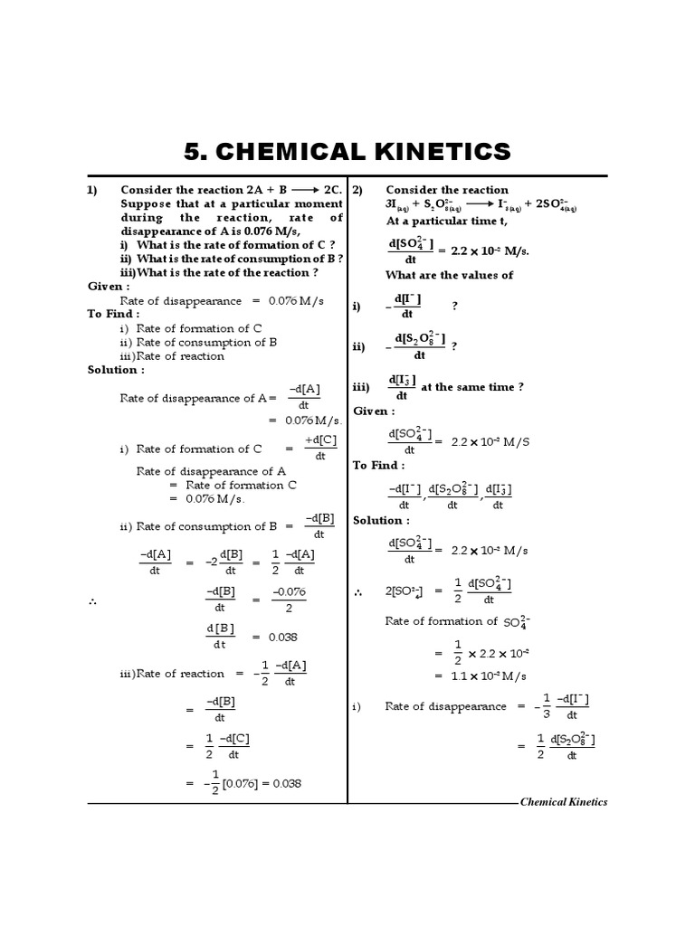 Chemical Kinetics | PDF | Fructose | Chemical Kinetics