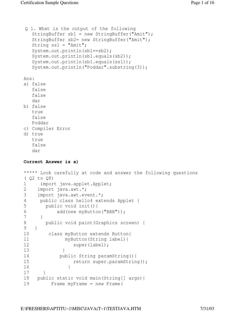 Test Java Pdf C Programming Language Java Programming Language 8630
