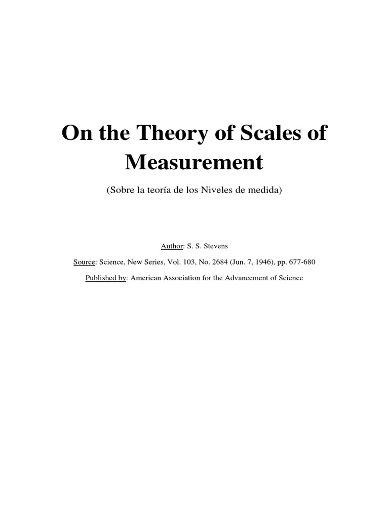 On The Theory of Scales of Measurement - S. S. Stevens | PDF | Level Of ...