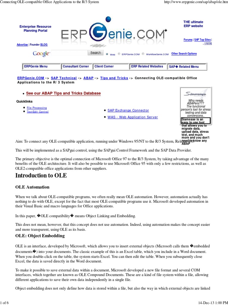 Connecting OLE-Compatible Office Applications To The R - 3 System | PDF | Visual Basic For ...