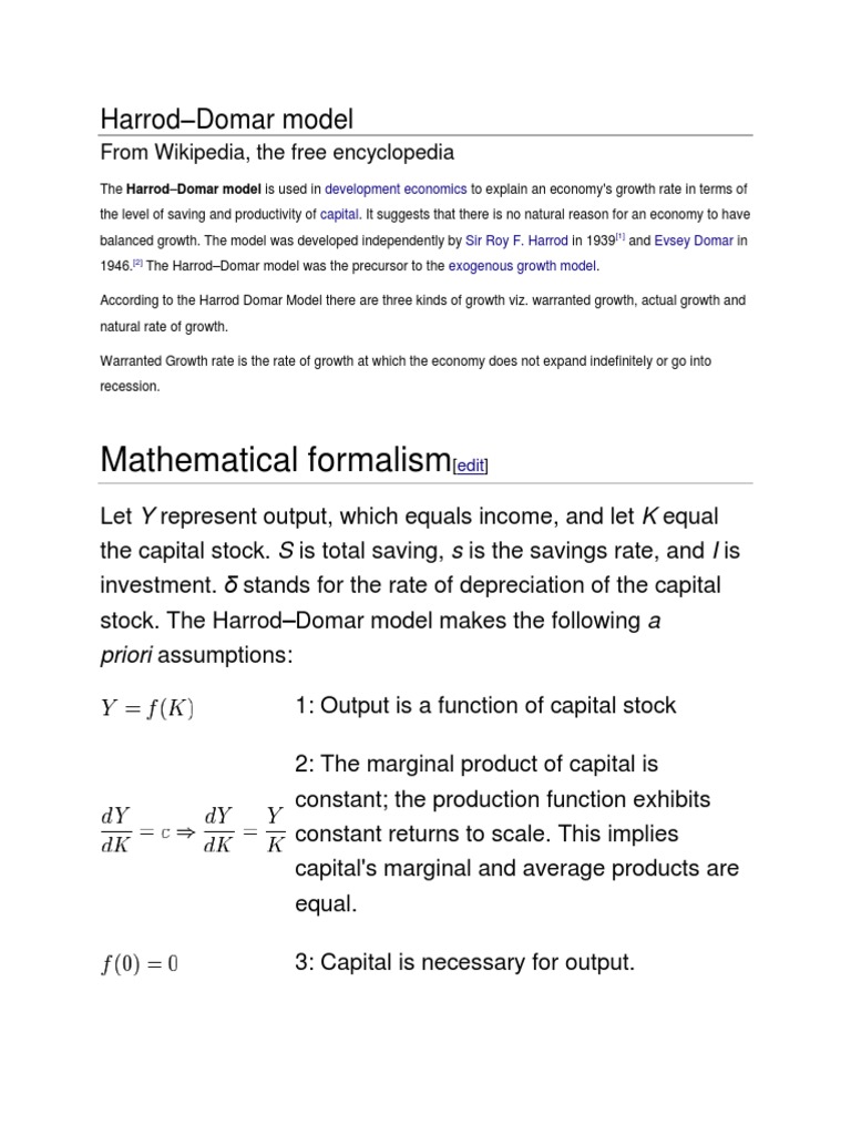 Harrod-Domer Model | PDF | Economic Theories | Macroeconomics
