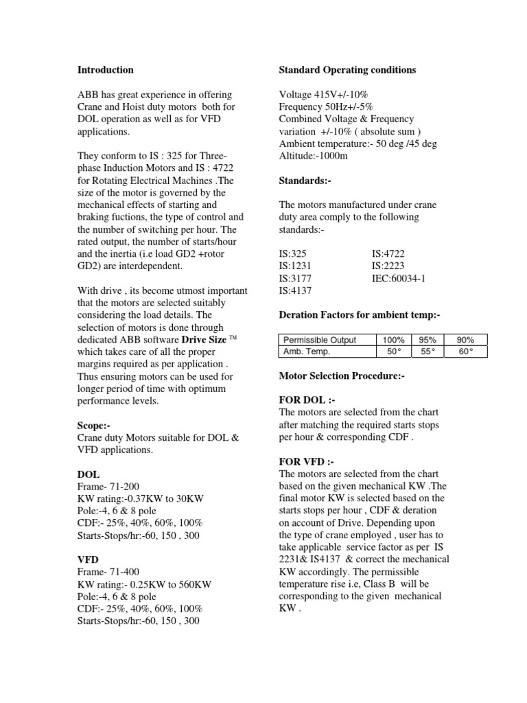 Abb Crane Duty Motor Catalog | PDF | Electric Motor | Physical Quantities