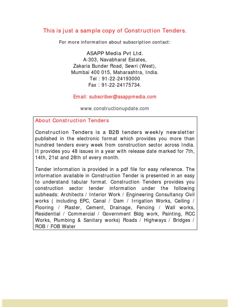 Construction Tenders - Sample | PDF | New Delhi | Engineering