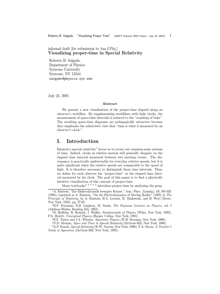 Visualizing Proper Time in Special Relativity | PDF | Special ...