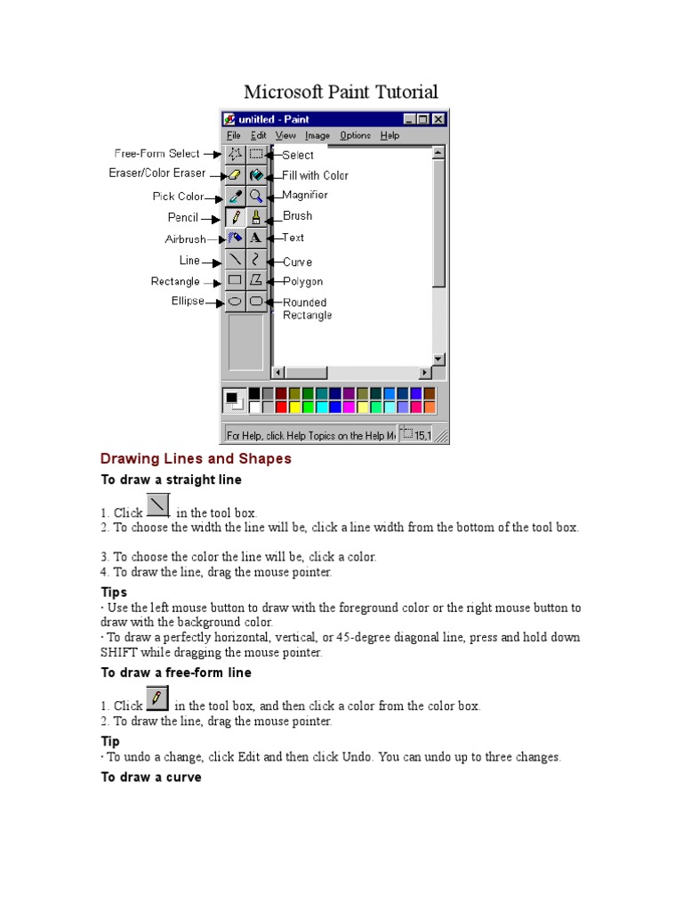 Microsoft Paint Tutorial | PDF | Computer Graphics | Software