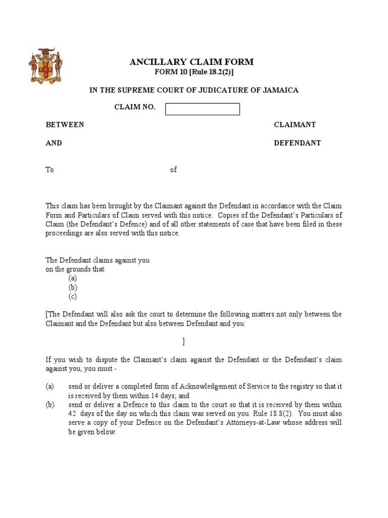 Ancillary Claim Form | PDF | Government Institutions | Separation Of Powers