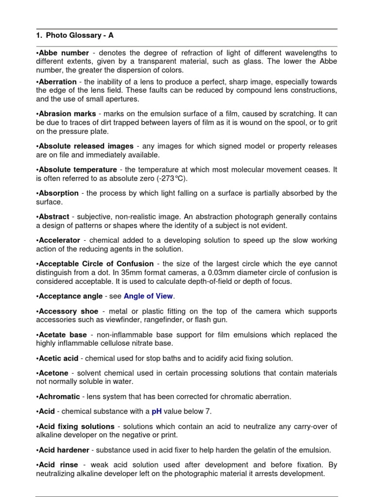 Photography Dictionery - Complete Terminology | PDF | Camera | Lens ...