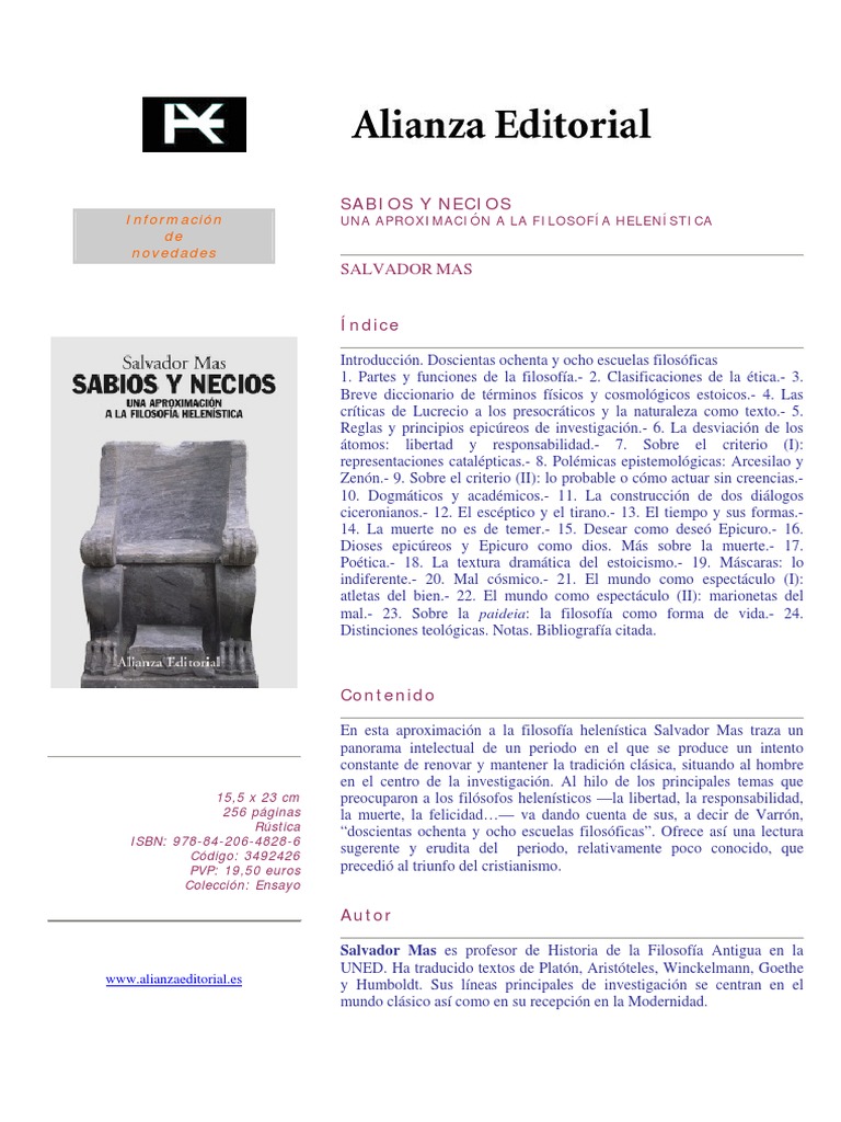 Sabios y Necios: Filosofía Helenística | PDF | Religión y espiritualidad