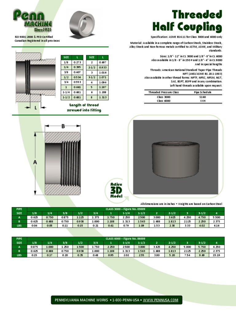 Threaded Half Coupling | PDF | Technology & Engineering