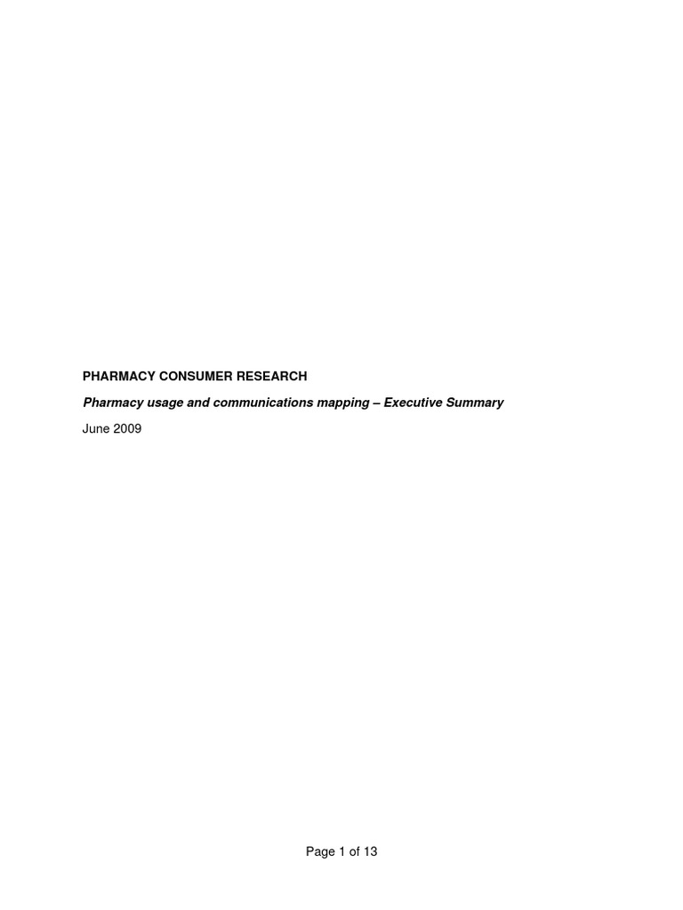 Pharmacy Consumer Insights Summary | PDF | Pharmacy | National Health ...