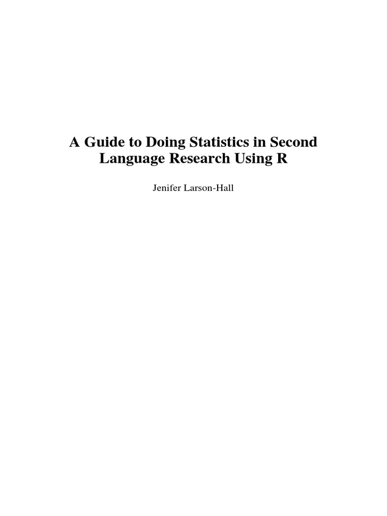 A Guide To Doing Statistics in Second Language Research Using R | PDF ...