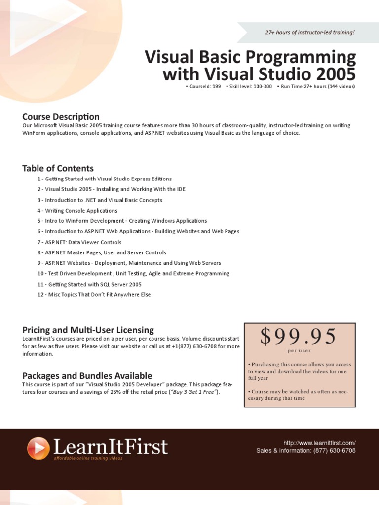 Visual Basic Programming with Visual Studio 2005 | Microsoft Visual ... Visual Basic Programming with Visual Studio 2005 | Microsoft Visual ...