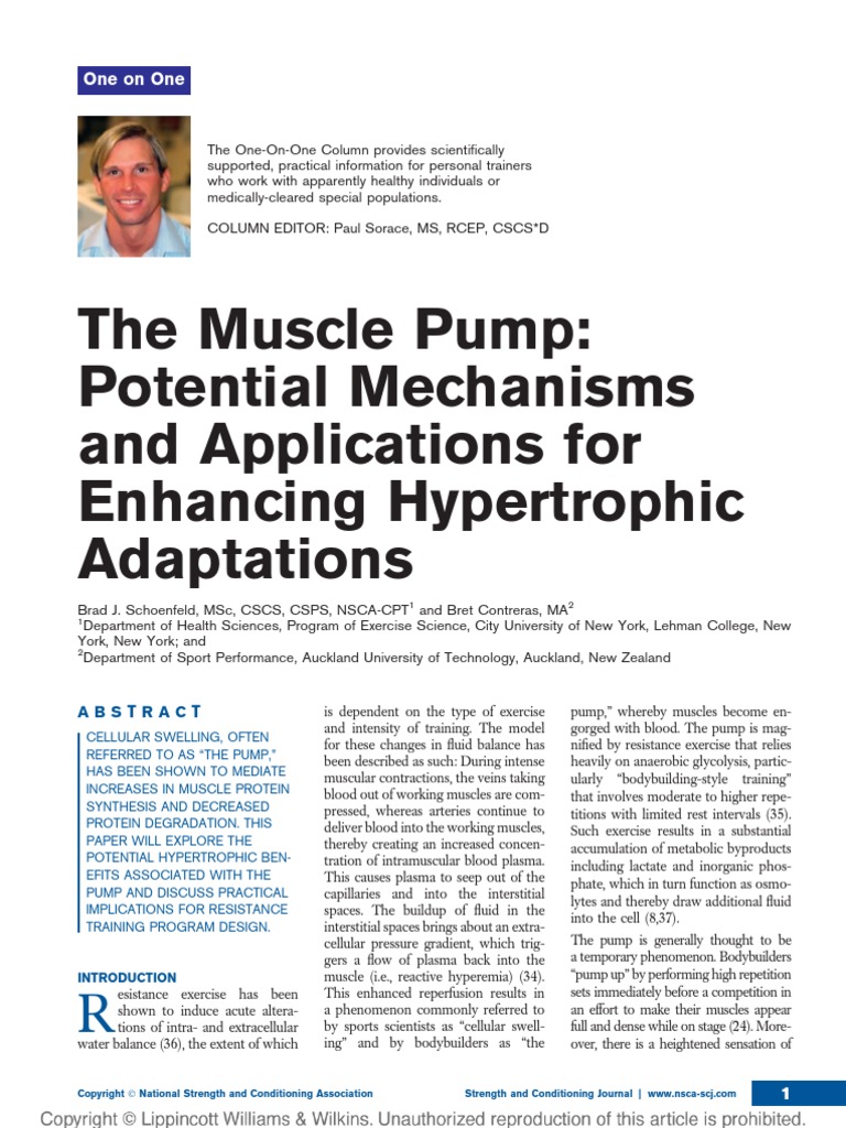 The Muscle Pump Potential Mechanisms | PDF | Strength Training | Signal ...