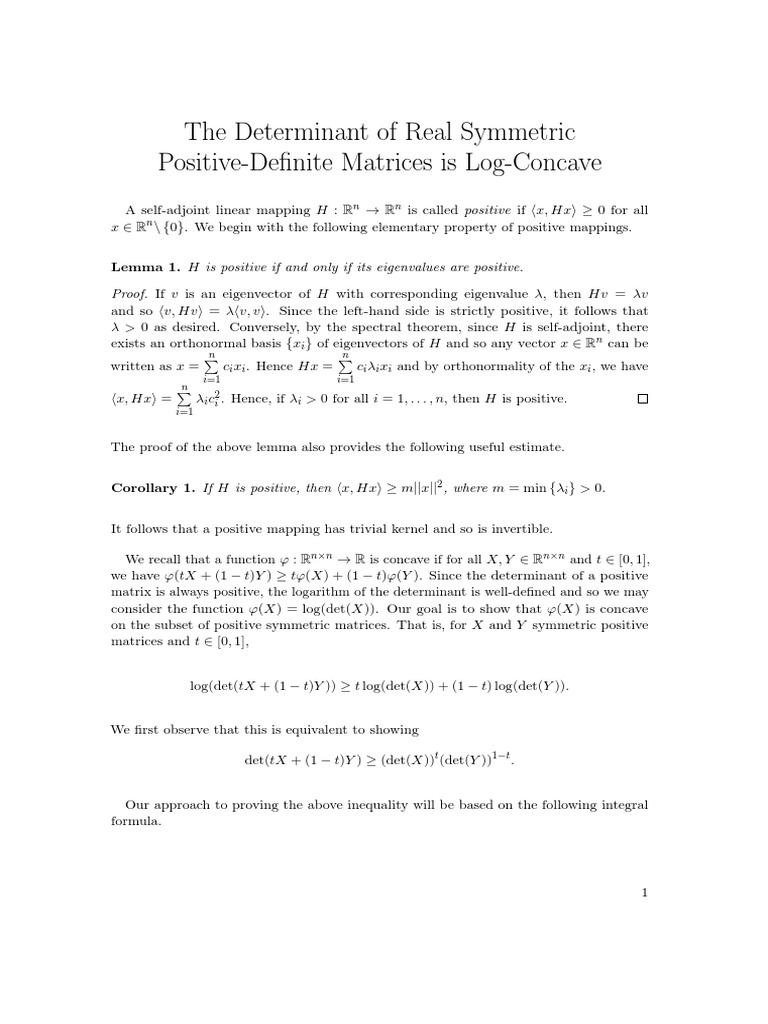 Log Concave | PDF | Determinant | Eigenvalues And Eigenvectors