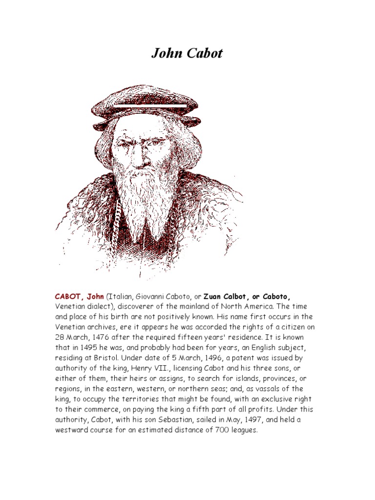 John Cabot: Discoverer of North America | PDF | Water Transport ...