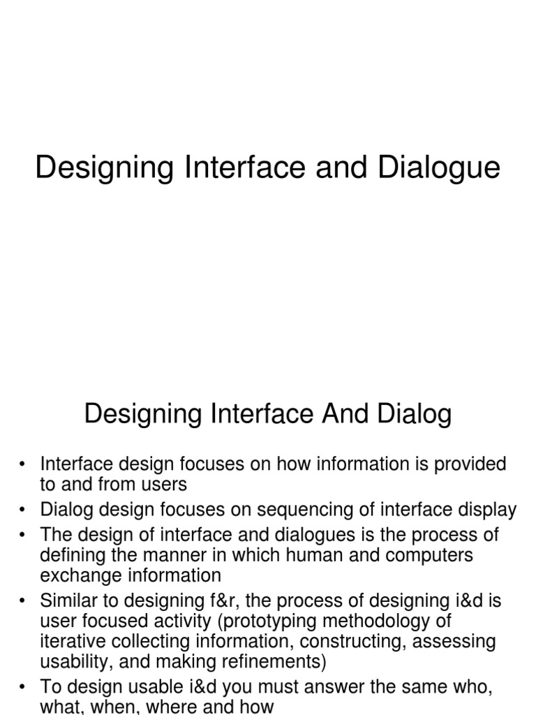 Designing Interface and Dialogue | PDF | Graphical User Interfaces ...