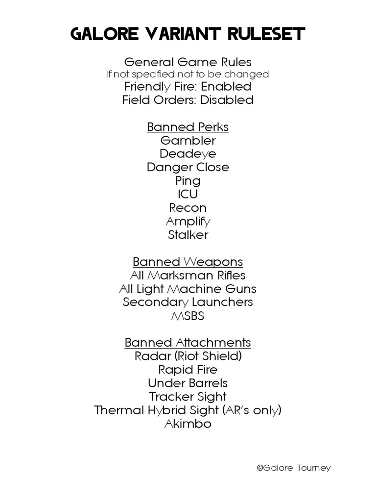 Galore Variant Ruleset | PDF