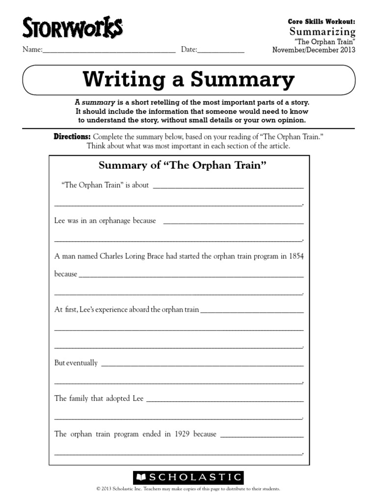 STORYWORKS 110113 Nonfiction CoreSkillsWorkoutA | PDF | Orphanage