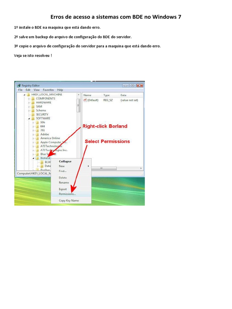 BDE Installation and Error Solutions for Win7 | PDF