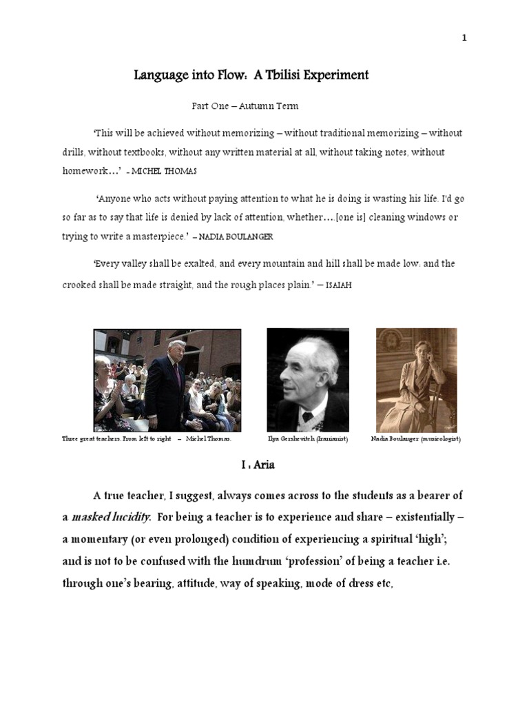 Language Into Flow - A Tbilisi Experiment | PDF | Sentence (Linguistics ...