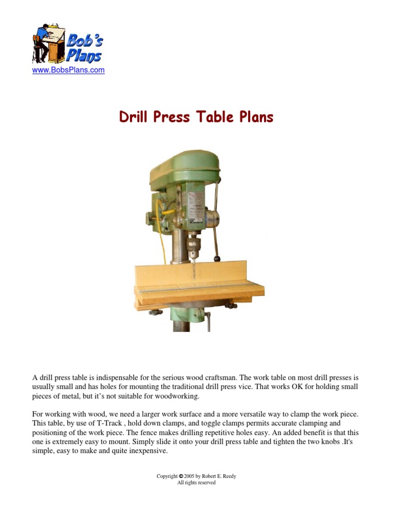 Drill Press Table | PDF | Screw | Equipment
