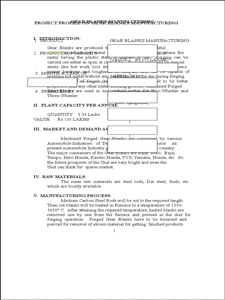 Project Profile On Gear Blanks Manufacturing: Forming | PDF | Forging ...