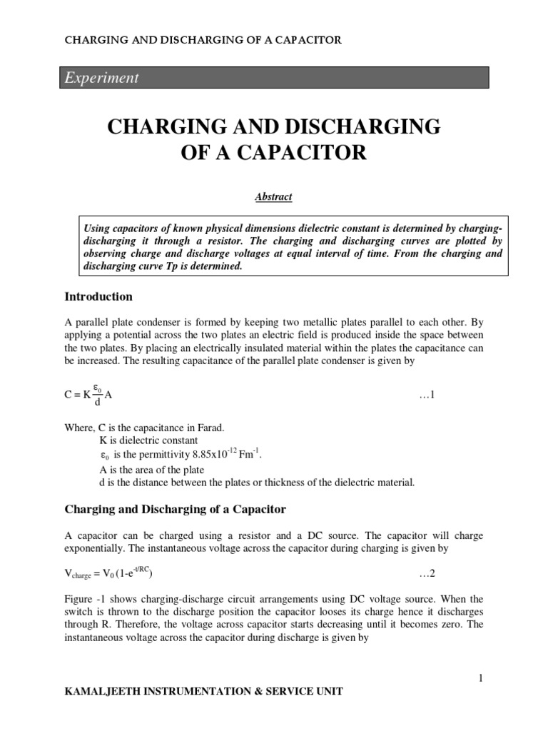 Charging and Discharging of A Capacitor | PDF | Capacitor | Quantity