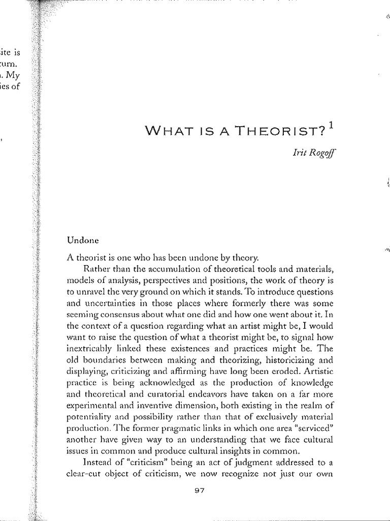 What Is A Theorist by Irit Rogoff | PDF | Foreign Language Studies ...
