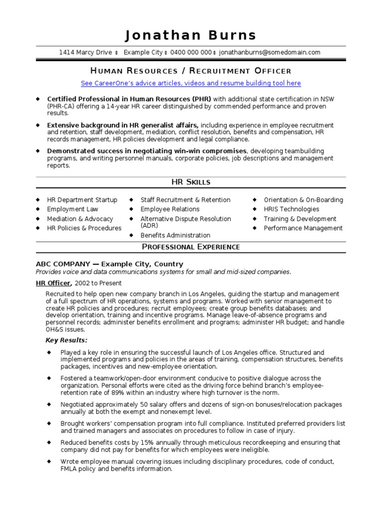 CV Template HR Recruitment | PDF | Employee Retention | Employment