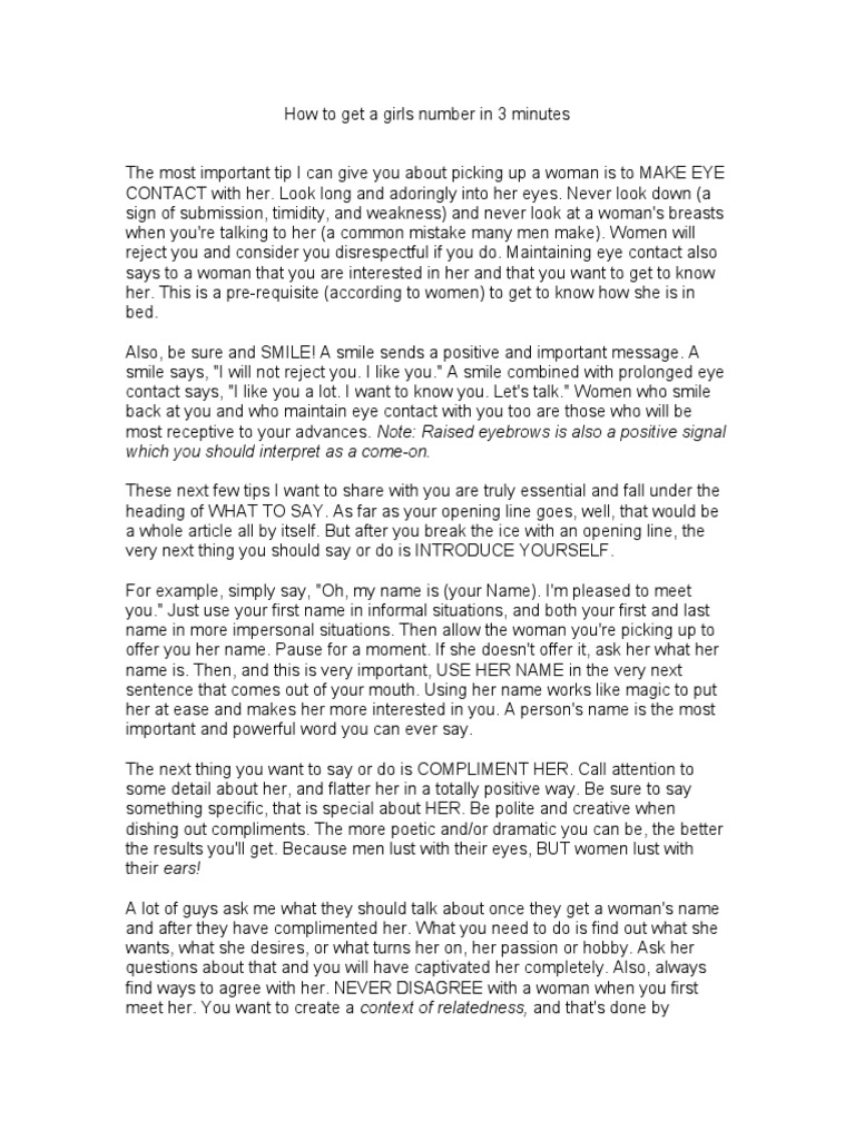 How To Get A Girls Number in 3 Minutes | PDF