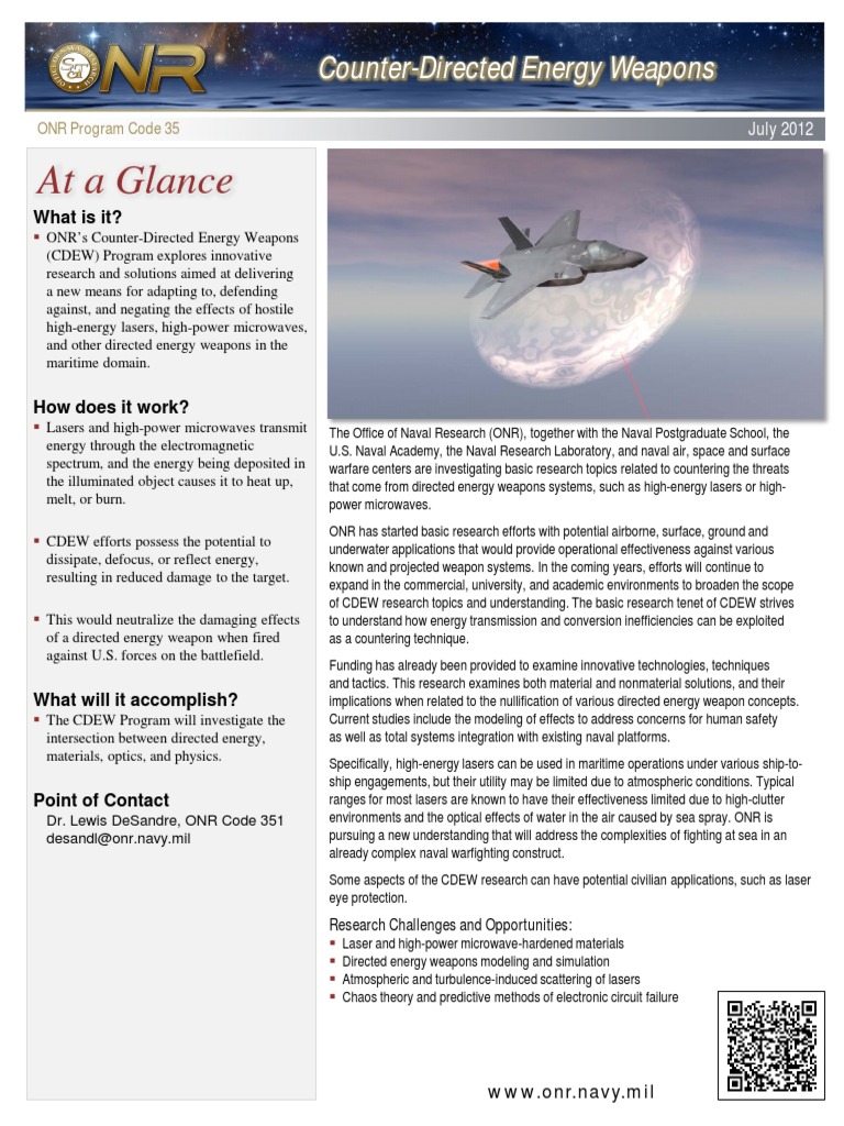 Counter Directed Energy Weapons ONR - nay.MIL JULY 2012 | PDF | Laser ...