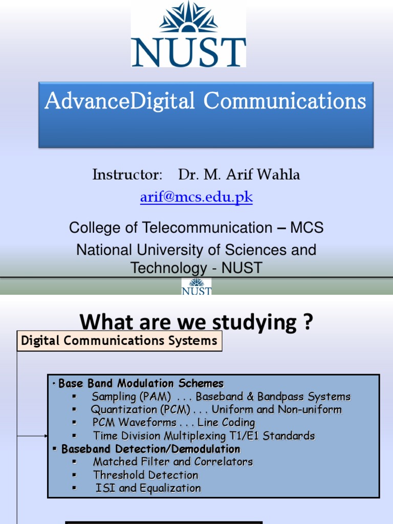 Advancedigital Communications Instructor Dr M Arif Wahla Pdf Modulation
