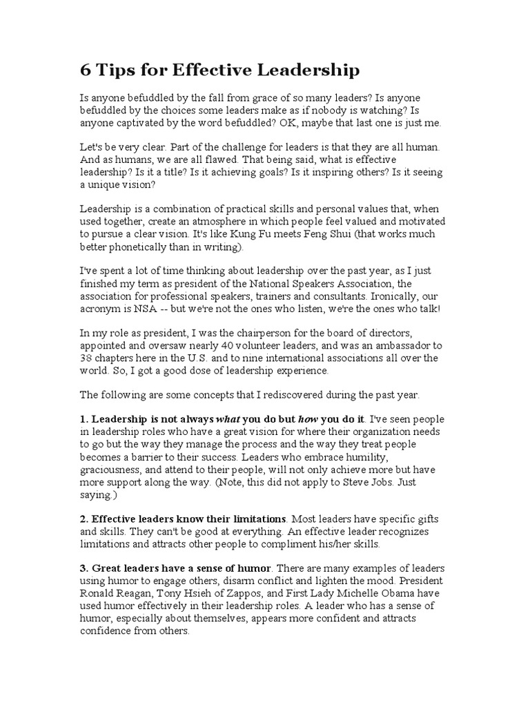 6 Tips For Effective Leadership | PDF | Leadership | Goal