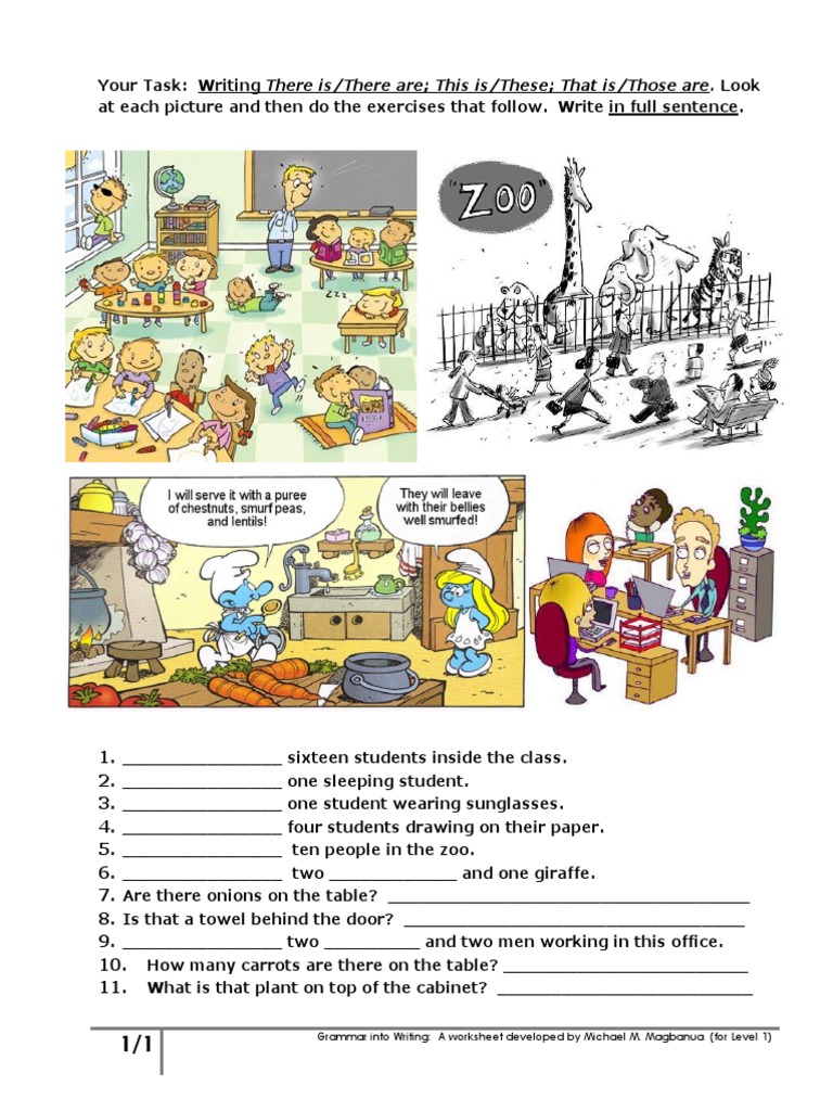 There Is/There Are Writing Worksheet | PDF