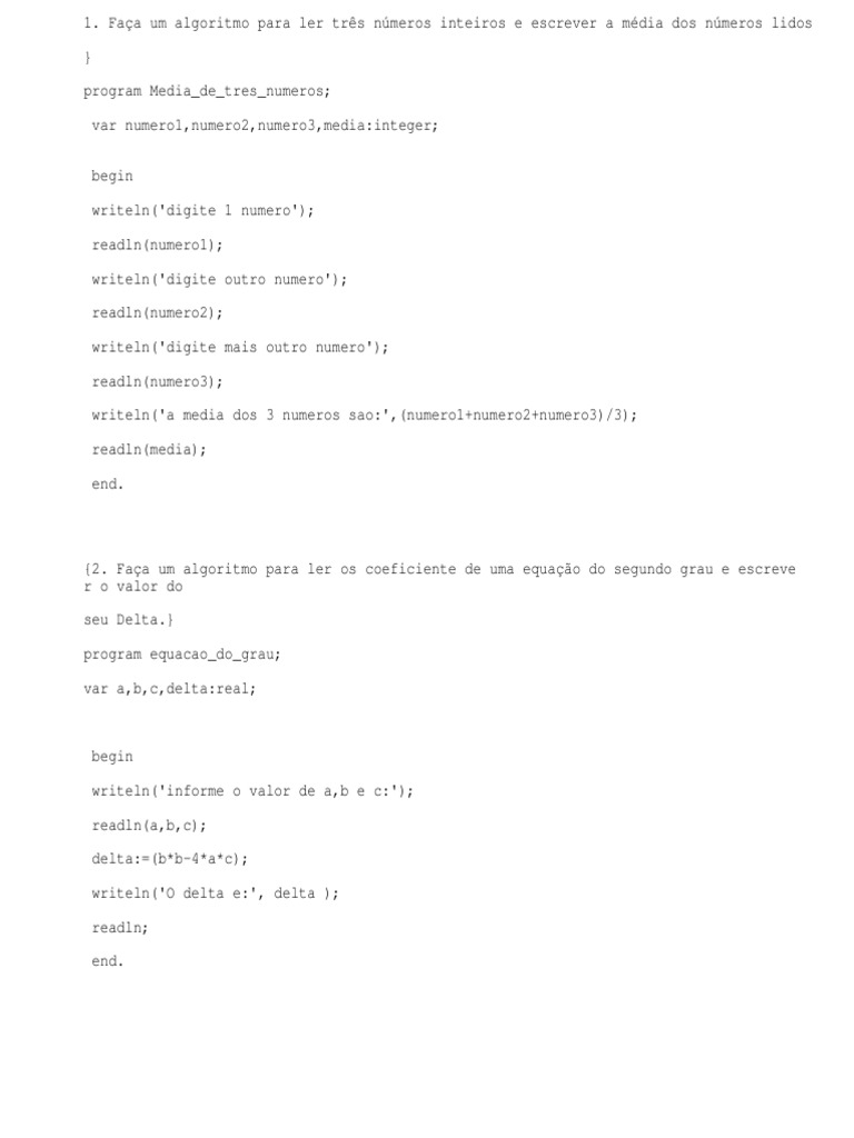 Algoritmos Pascalzim | Download grátis PDF | Celsius | Triângulo