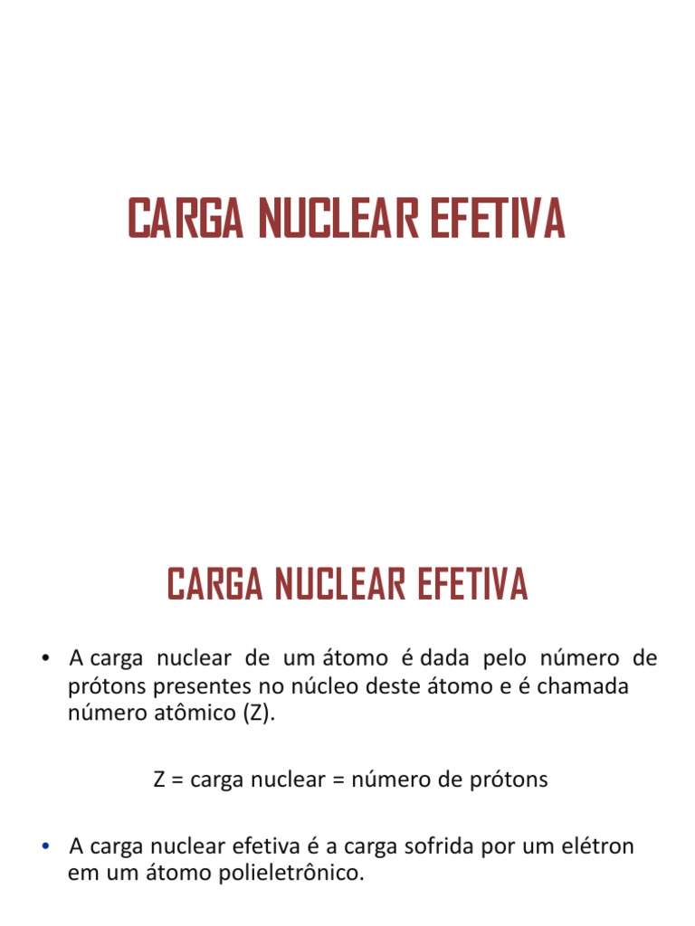 Carga Nuclear Efetiva | Download grátis PDF | Física Nuclear | Elétron